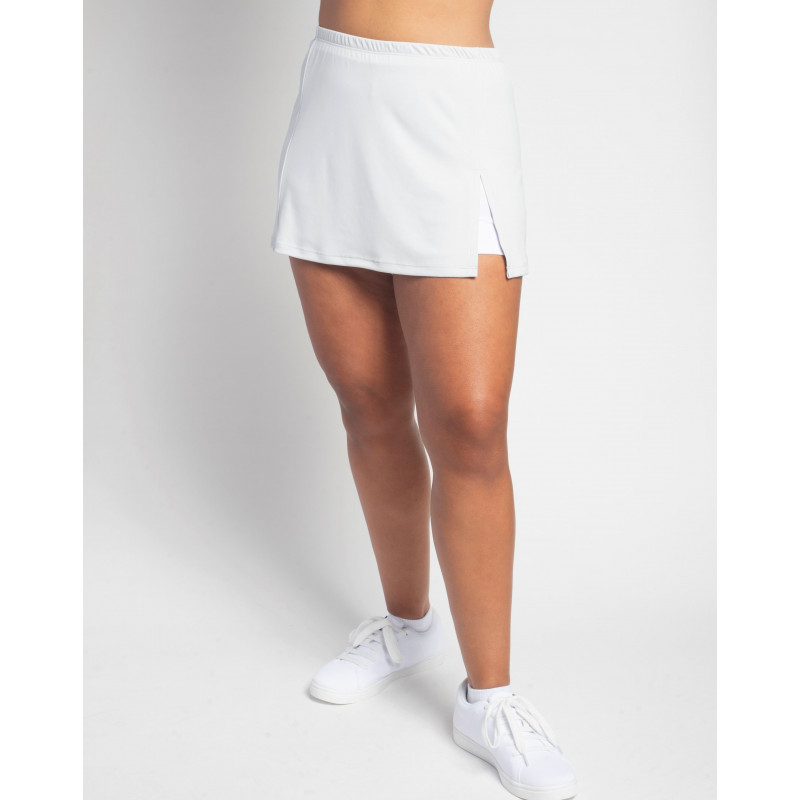 Side Slit Skort - White Solid - White Shorts